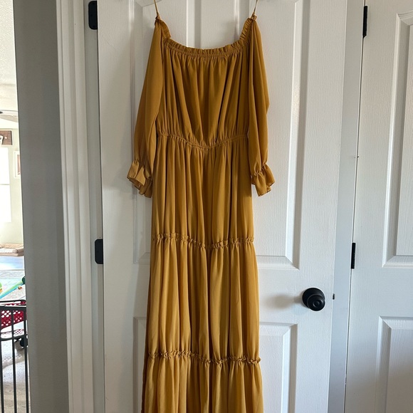 Baltic Born | Dresses | Baltic Born Isabel Mustard Off Shoulder Maxi ...